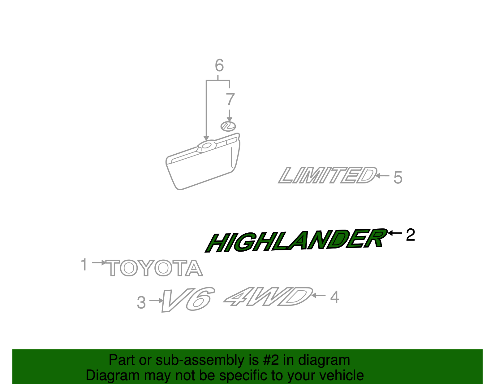 2001-2007 Toyota Highlander Nameplate 75442-48040 | Toyota Parts Center