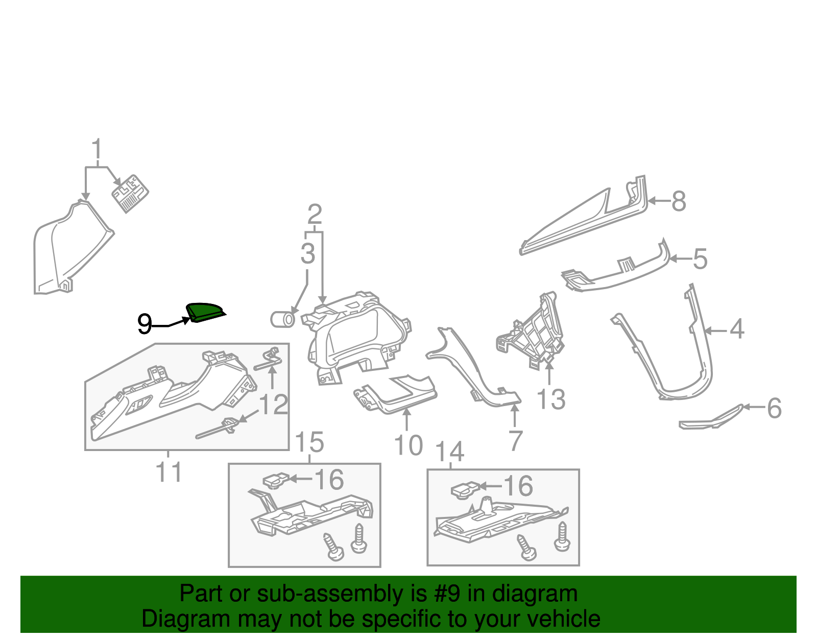 23434356 - Smoked Laurel Open Pore Driver Side Instrument Panel Lower ...