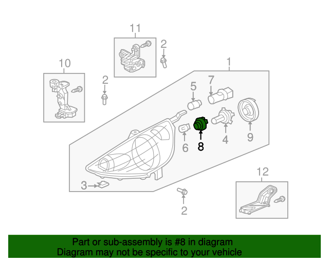 33303-S04-003 - Socket (Gray) - 2006-2013 Honda | Genuine Honda Parts