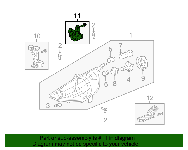 06100-TK6-A01 - Leg Kit A, R Headlight Mounting - 2009-2013 Honda Fit ...
