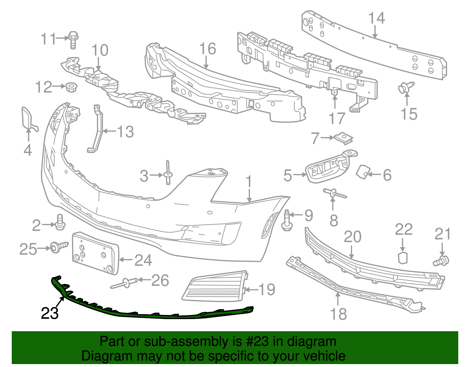2015-2019 Cadillac ATS Front Bumper Fascia Lower Molding 22879656 GM ...