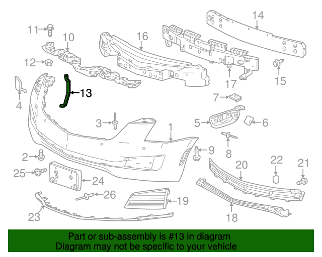 2015-2019 Cadillac ATS Front Bumper Fascia Center Support 22949291 GM ...
