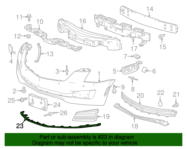 2015-2019 Cadillac ATS Front Bumper Fascia Lower Molding 22879656 GM ...