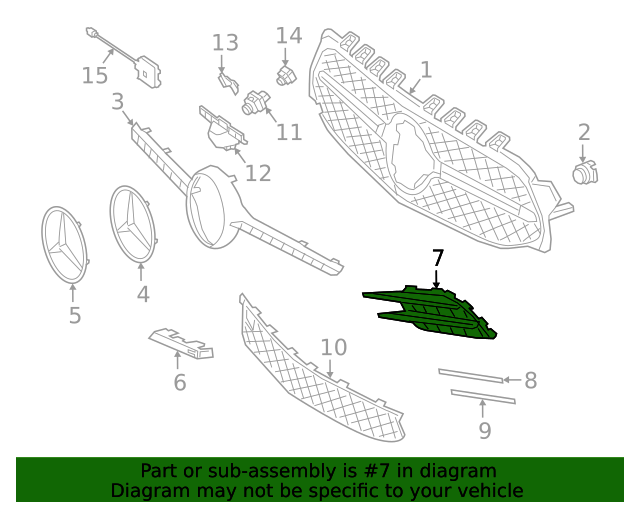 177-885-85-00-64 - Outer Grille 2020-2022 Mercedes-Benz A 35 AMG ...