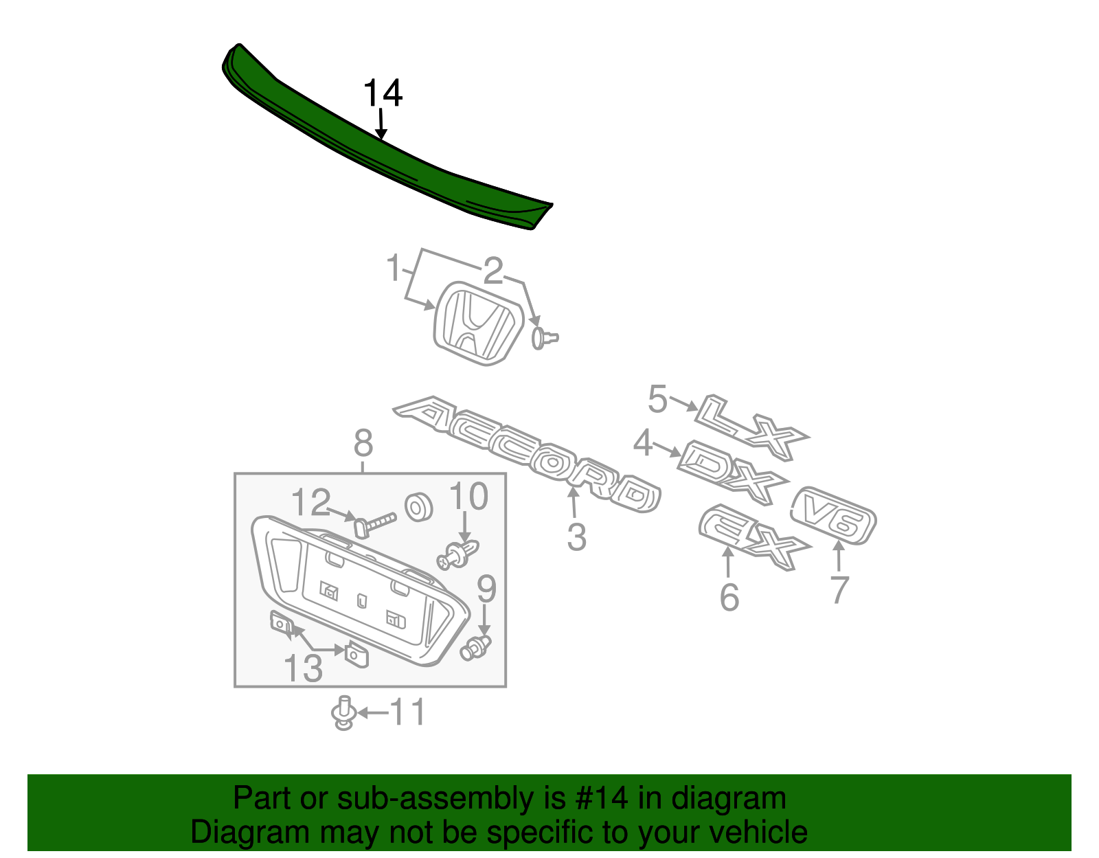 08F10-SDA-131 - 2003-2005 Honda Accord - Spoiler Deck *NH658P ...