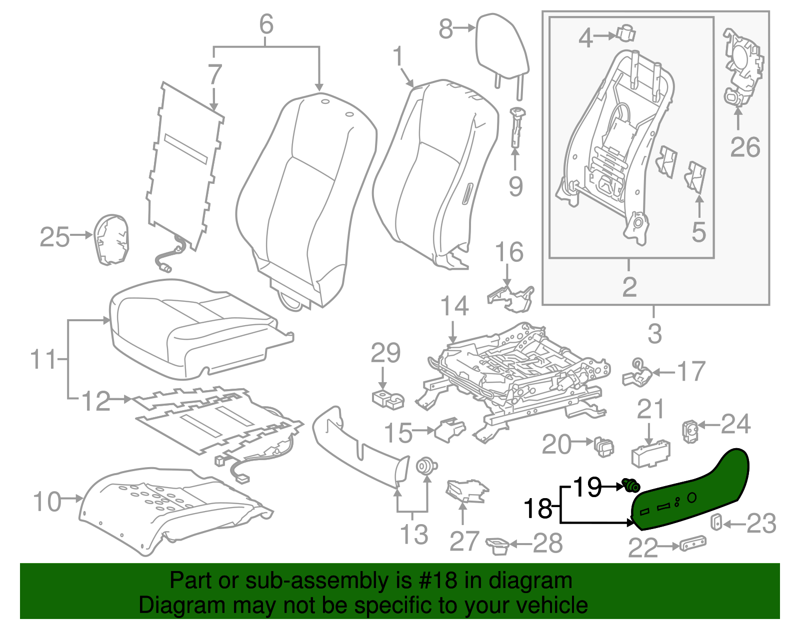 71812-0E180-C0 - 2014-2019 Toyota Highlander - Seat Switch Panel (Left ...