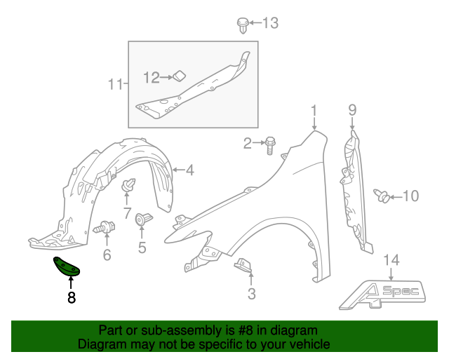 74152-TZ3-A00 - Strake, L Front 2015-2017 Acura TLX | My Acura Parts