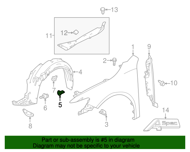 2004-2021 Acura Clip, Tapping Screw (5MM) 90682-SEA-003 | OEM Parts Online