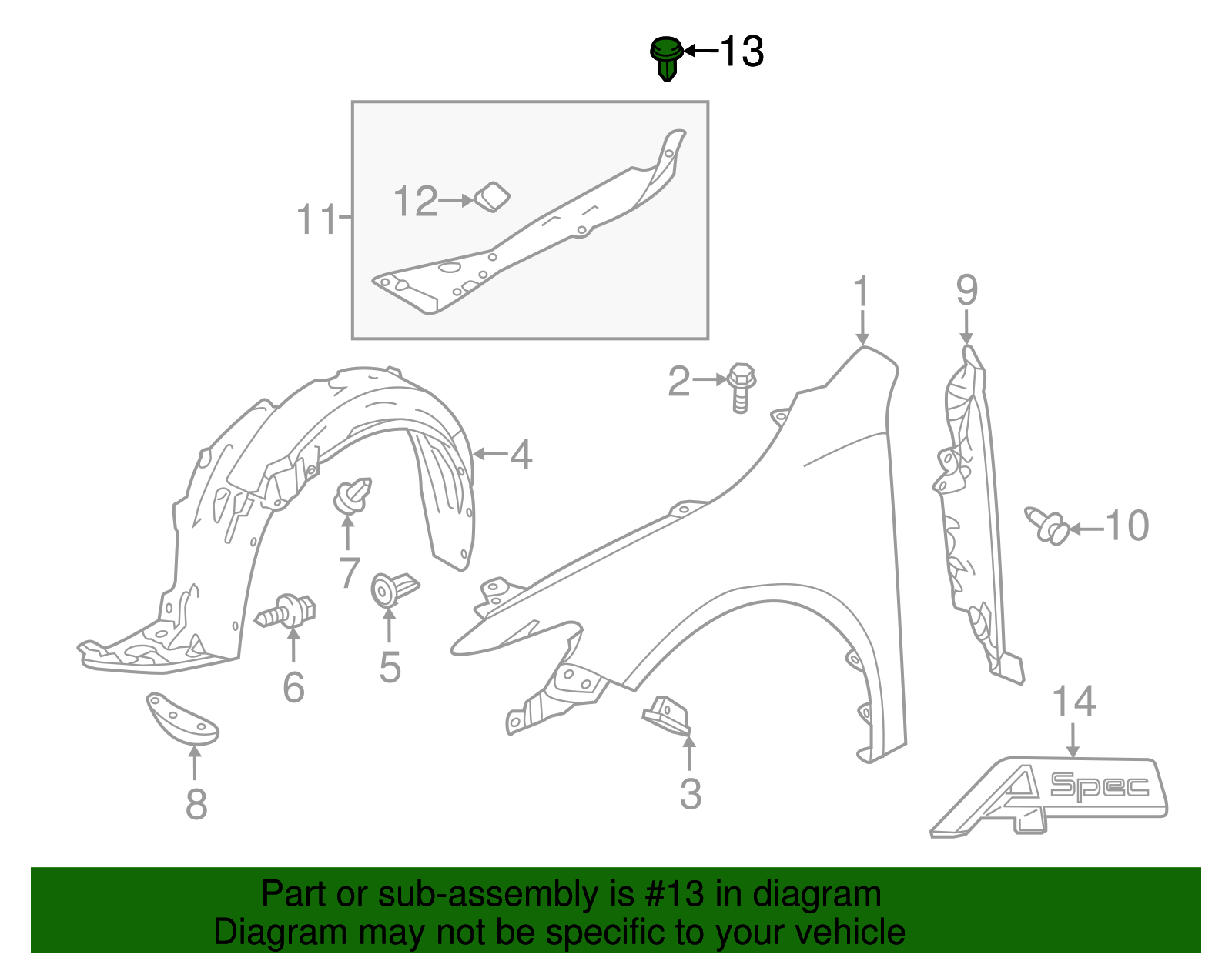 2013-2025 Acura Wheelhouse Liner Clip 91501-TR0-003 | Acura Parts Now