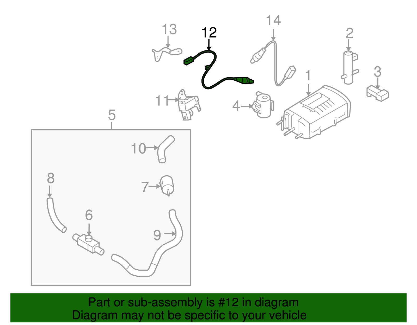 2011-2014 Nissan Oxygen Sensor 22693-1JA0A | Nissan Parts Central