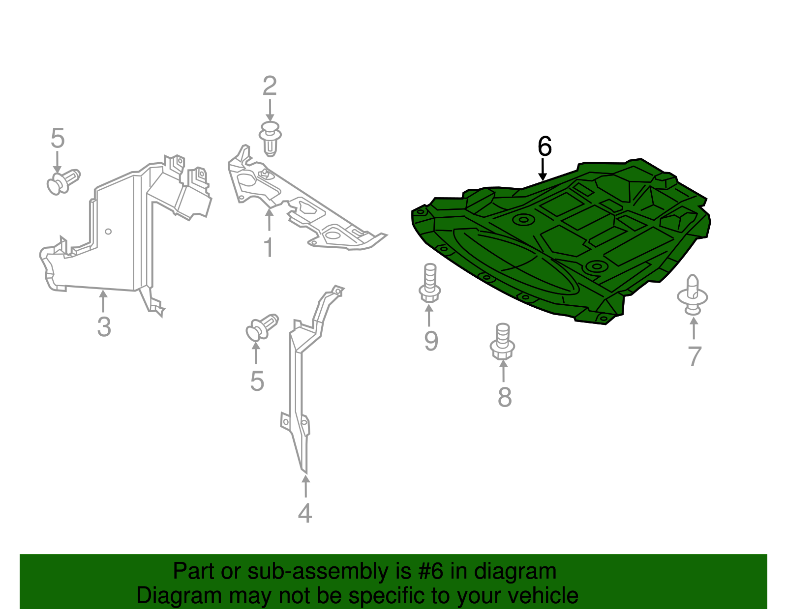 2011-2012 Nissan LEAF Radiator Support Splash Shield 75892-3NA0A ...
