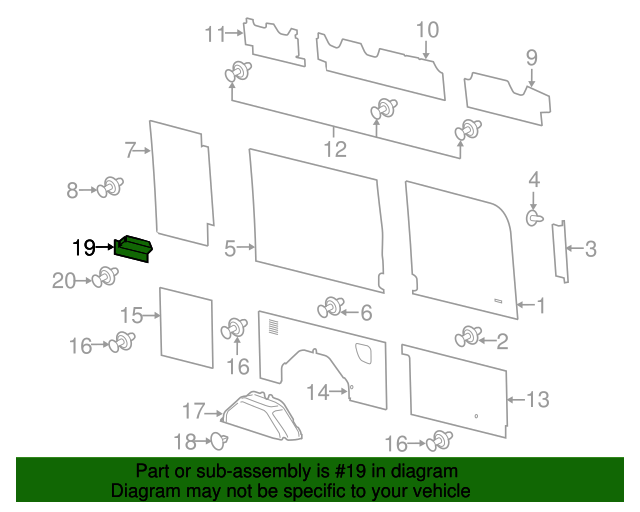 2015-2019 Ford Trim - Load Compartment - Driver's Side (LH) GK3Z ...