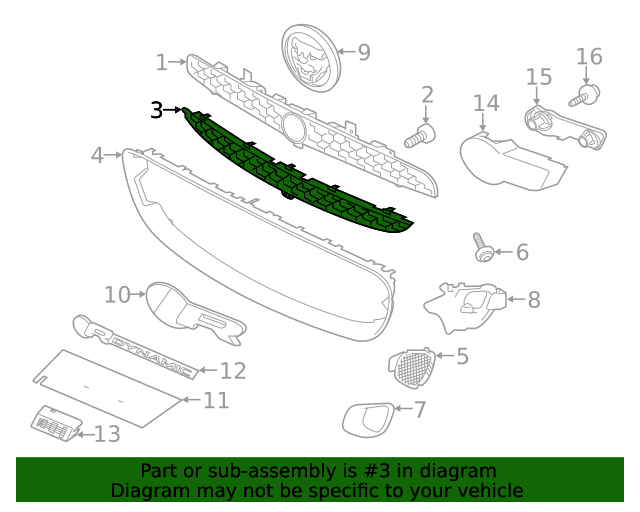2016-2020 Jaguar F-Type Lower Grille T2R16555 | JaguarParts.com