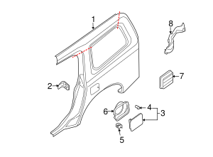 2000-2023 Nissan Fuel Door Bumper 01658-00393 | Nissan Parts Plus