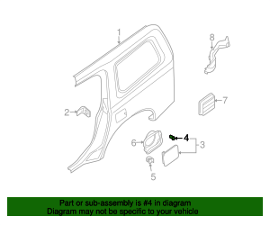 2000-2023 Nissan Fuel Door Bumper 01658-00393 | Nissan Parts Plus
