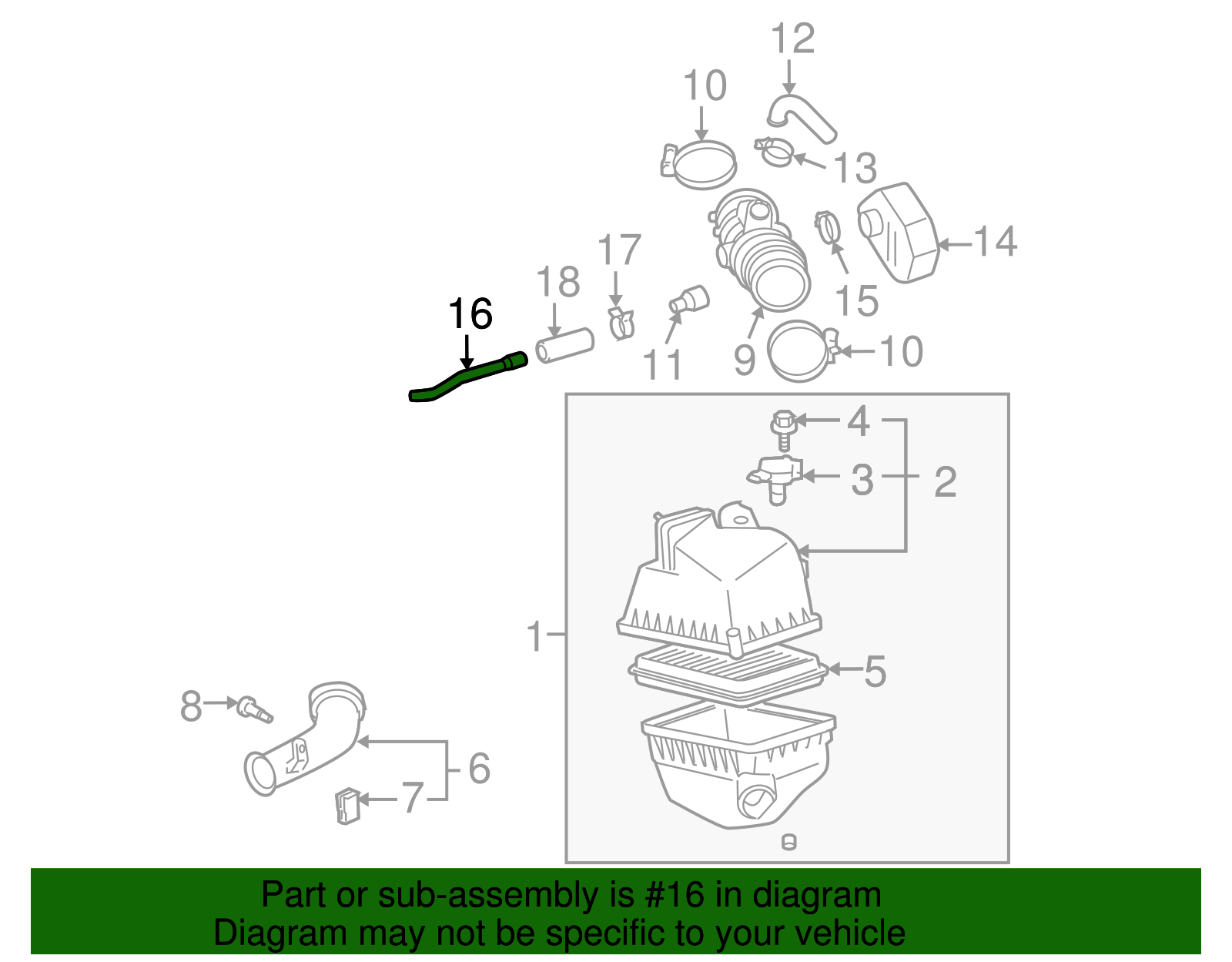 Genuine Toyota Vent Tube part# 12261-20060 for 2004-2007 Toyota ...