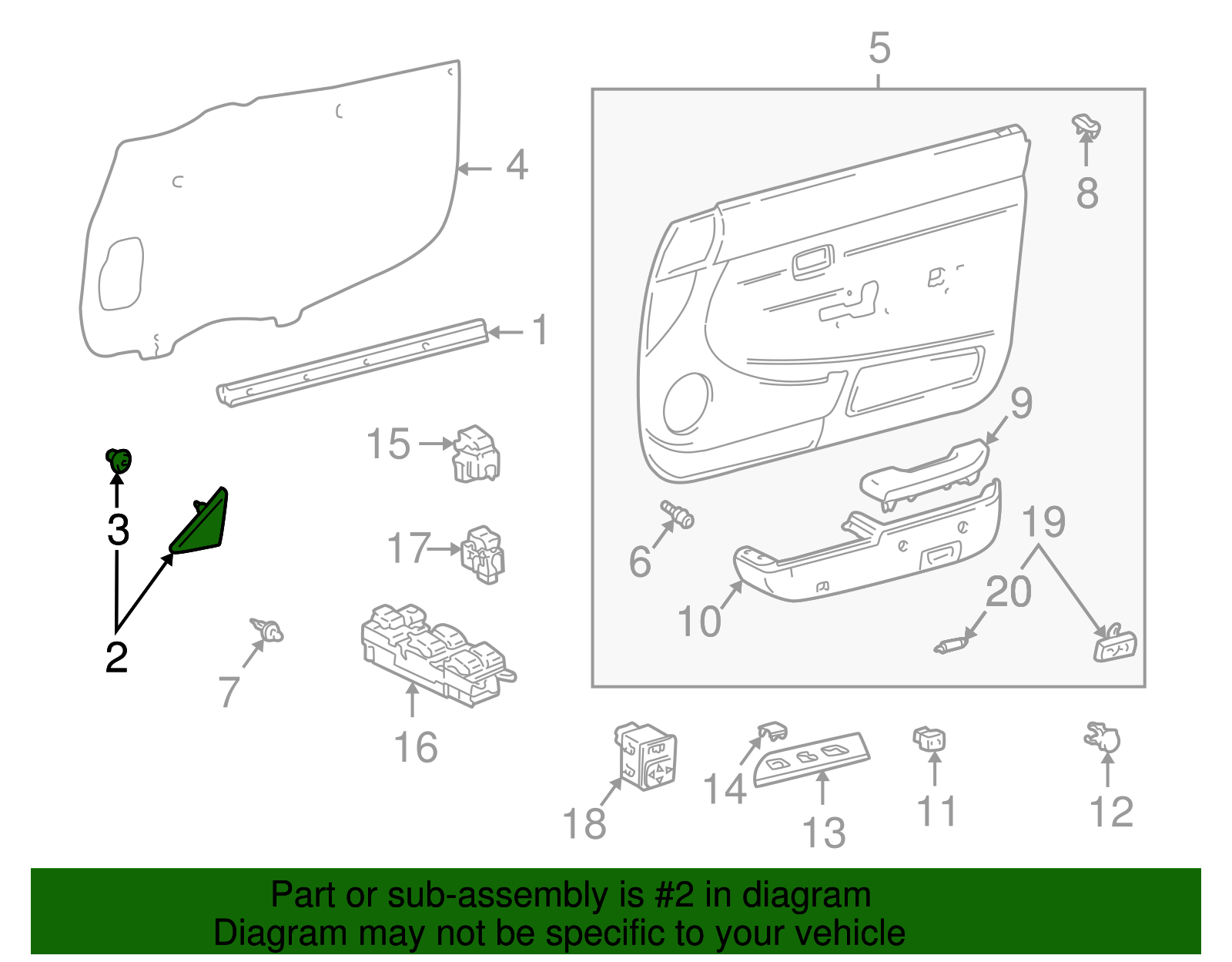 1995-2004 Toyota Tacoma Door Trim Molding (Left, Front, Lower) 67492 ...