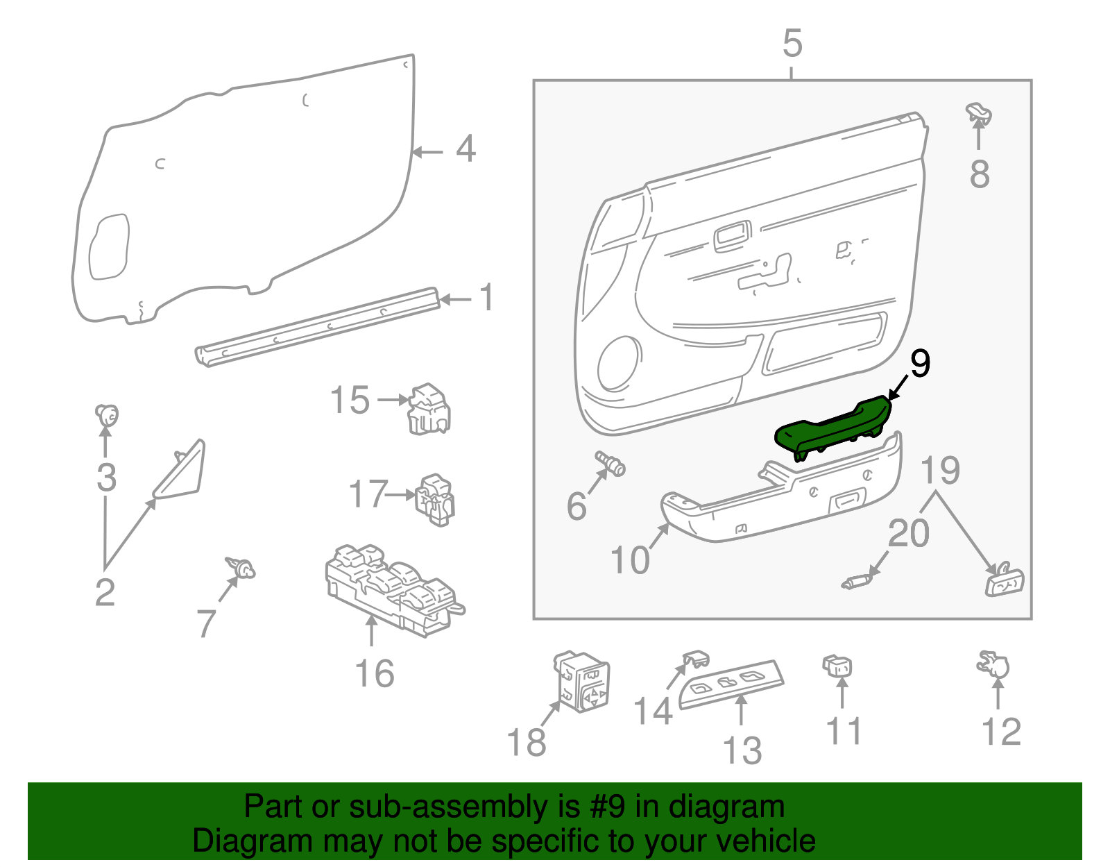 2001-2004 Toyota Tacoma Door Armrest (Left, Front) 74220-04010-B0 ...