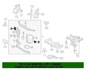 2010-2024 Toyota 4Runner Radiator Support Panel Reinforcement Nut 53257 ...