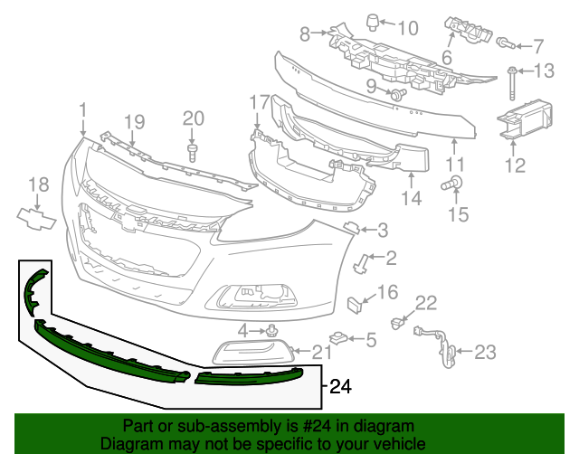 Genuine OEM GM Part - Front Bumper Fascia Lower Air Deflector 2013-2016 ...