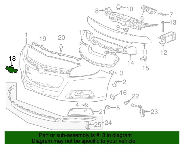 2013-2016 Chevrolet Front Bumper Fascia Bowtie Logo 23131644 GM ...