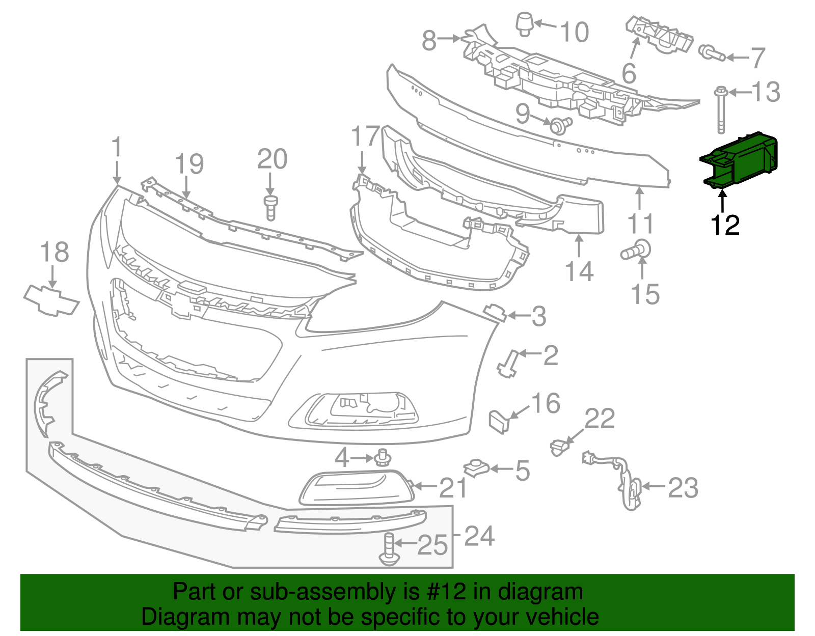 2010-2017 GM Front Passenger Side Bumper Energy Absorber 22865540 GM ...