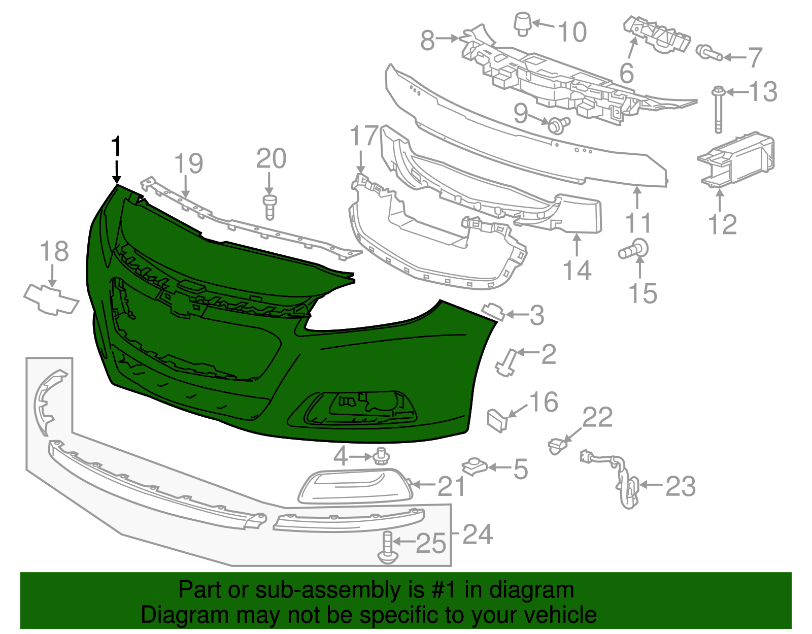 2014-2016 Chevrolet Front Bumper Cover 23146557 GM | GMPartsDirect.com