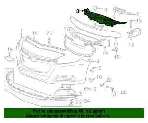 2013-2016 Chevrolet Front Bumper Fascia Center Support 23232813 GM ...