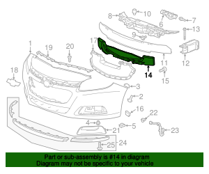 2014-2016 Chevrolet Front Bumper Fascia Energy Absorber 22995191 GM ...