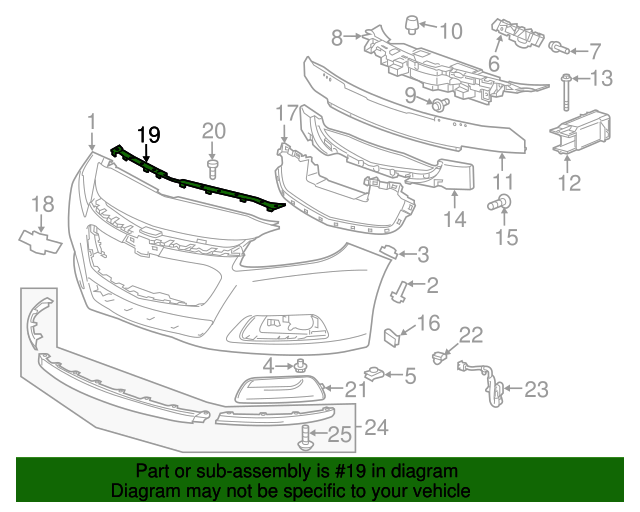 22761933 - Passenger Side Front Bumper Fascia Blackout Molding 2013 ...