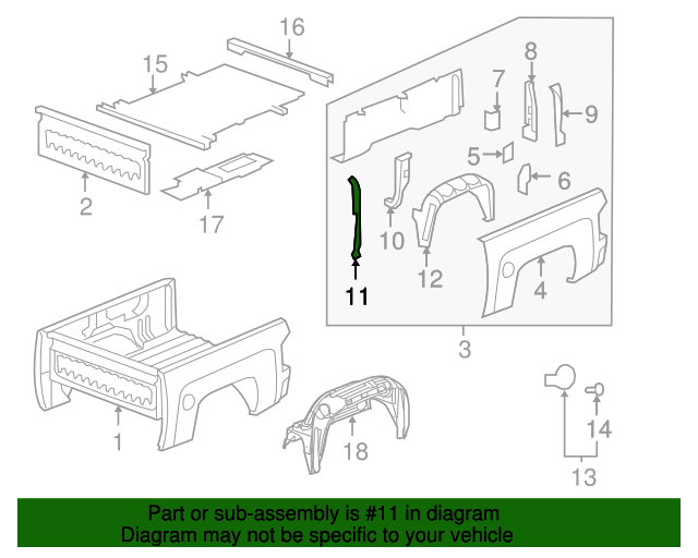 20902968 - Driver Side Pickup Box Side Panel Front Reinforcement 2007 ...