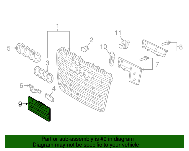2015-2018 Audi A8 Quattro License Bracket 4H0-807-285-BB-T94 | Audi USA ...