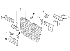 2015-2018 Audi A8 Quattro License Bracket 4H0-807-285-BB-T94 | OEM ...