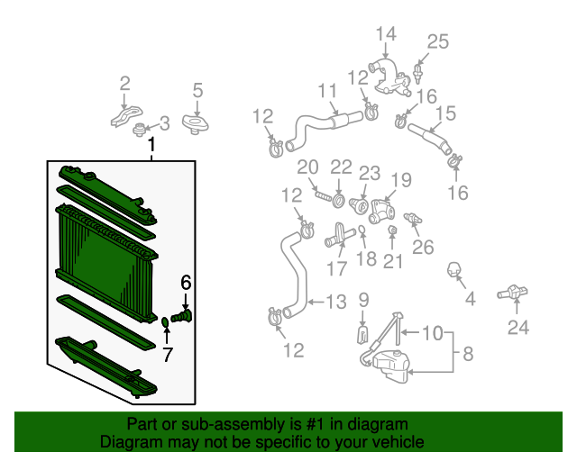 2001-2007 Toyota Highlander Radiator Assembly 16410-AZ026 | Toyota ...