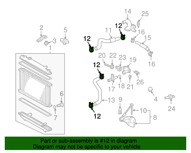 Genuine Toyota Radiator Hose Clamp part# 90467-37005 for 2000-2014 ...