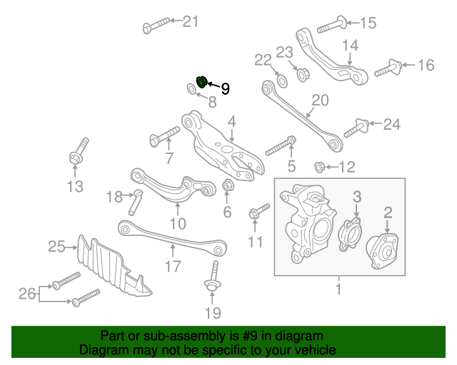 2017-2022 Audi Lower Control Arm Nut WHT-010-234 | Audi USA Parts
