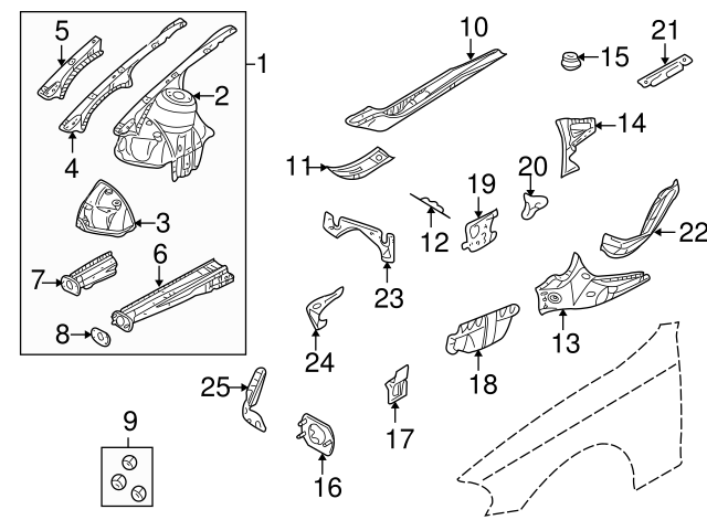 41148234035 - 1999-2006 BMW Apron Assembly (41-14-8-234-035) | BMW of ...