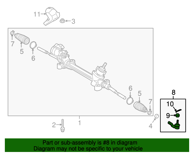 2018-2019 Toyota Camry Outer Tie Rod 45460-80008 | Toyota Parts Center