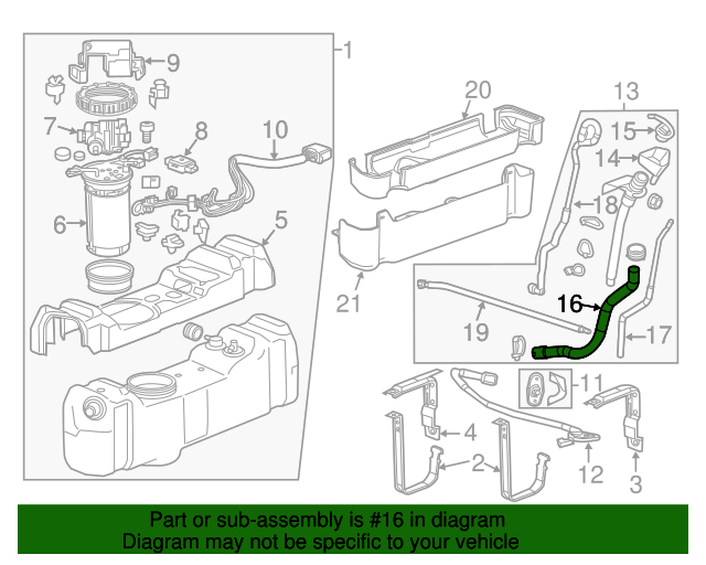 2011-2019 GM Emission Reduction Fluid Tank Filler Hose 84247677 GM ...