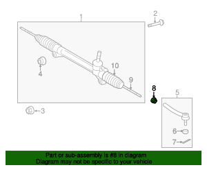 2006-2020 Toyota Outer Tie Rod Adjust Nut 90178-A0013 | Toyota Parts Center