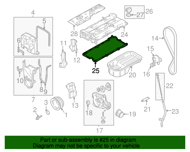 1996-2004 Hyundai Accent Valve Cover Gasket 22441-26003 | OEM Parts Online