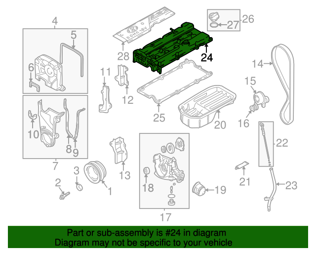 2001-2002 Hyundai Accent Valve Cover 22410-26610 | OEM Parts Online