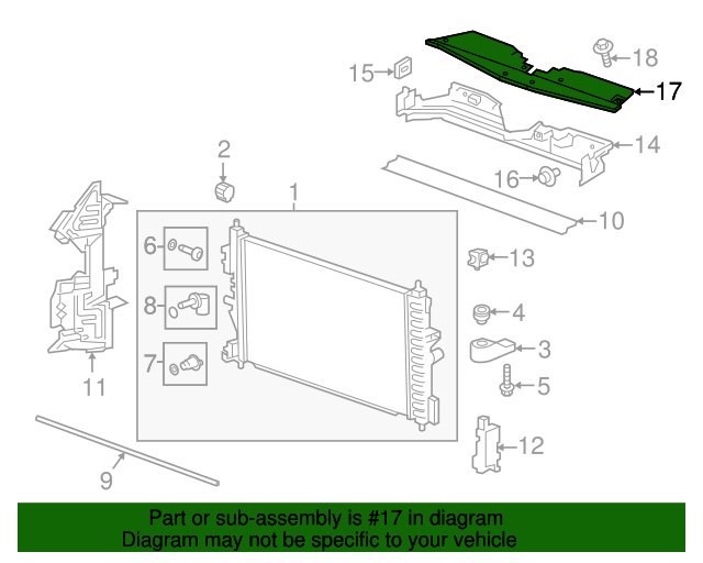 2016-2019 Chevrolet Cruze Radiator Air Upper Deflector 39026959 ...