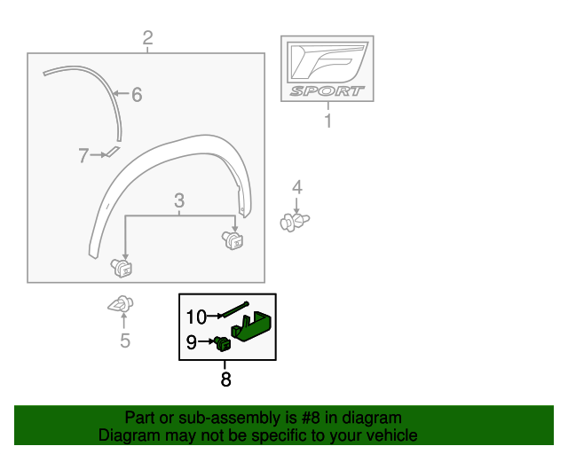2015-2021 Lexus Fender Molding 76901-78010 | AutoNationParts.com