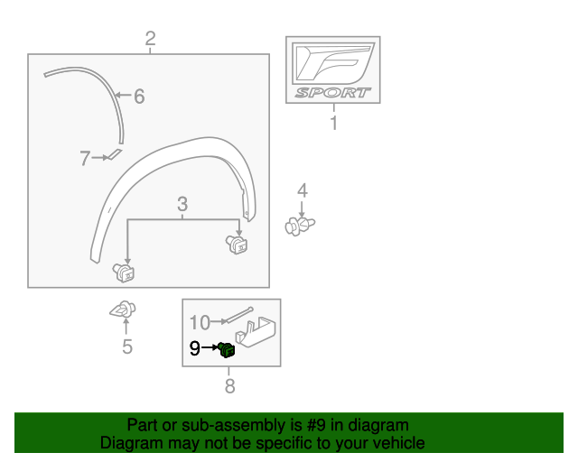 90467-08224 - Wheel Opening Molding Clip 2015-2024 Lexus | Longo Lexus ...