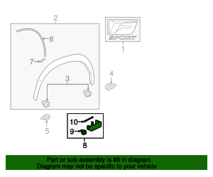 76902-78010 - Fender Molding 2015-2021 Lexus | AutoNationParts.com