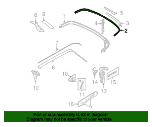 51-13-7-123-438 - Rear convertible top Molding Right Side (Passenger ...