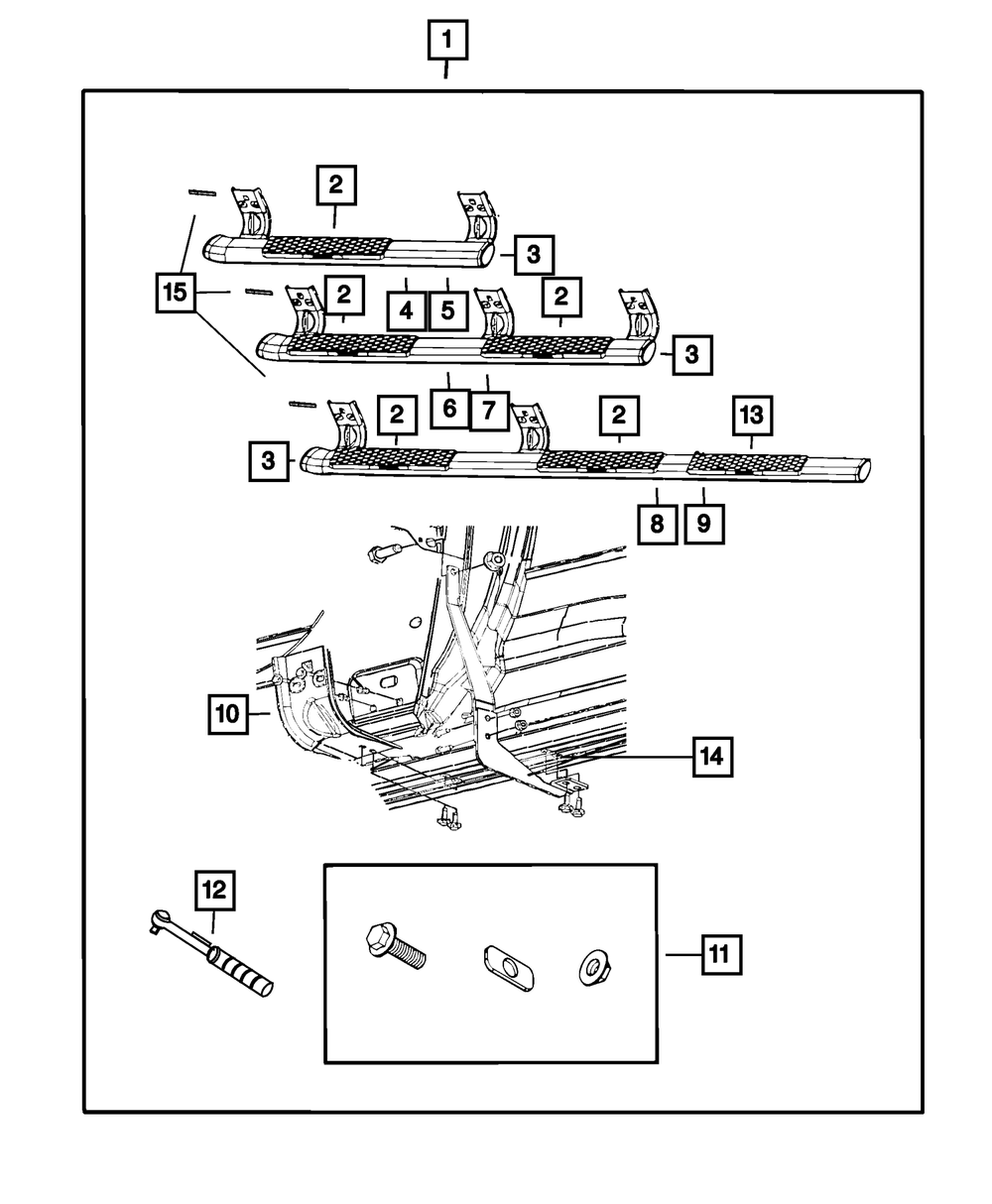 2011-2012 Ram Tubular Side Step Kit 82211496AG | My Mopar Parts