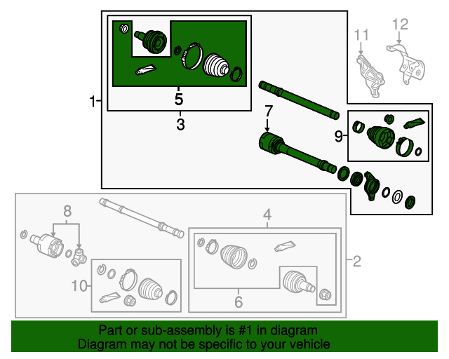 44305-T6Z-A01 - Drive Shaft Assembly R - 2017-2019 Honda Ridgeline | Genuine Honda Parts
