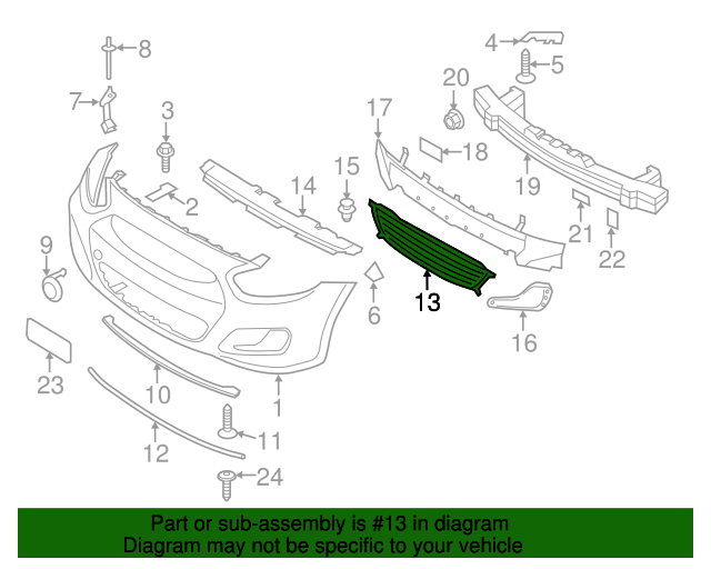 2012-2014 Hyundai Accent Lower Grille 86561-1R000 | QuirkParts